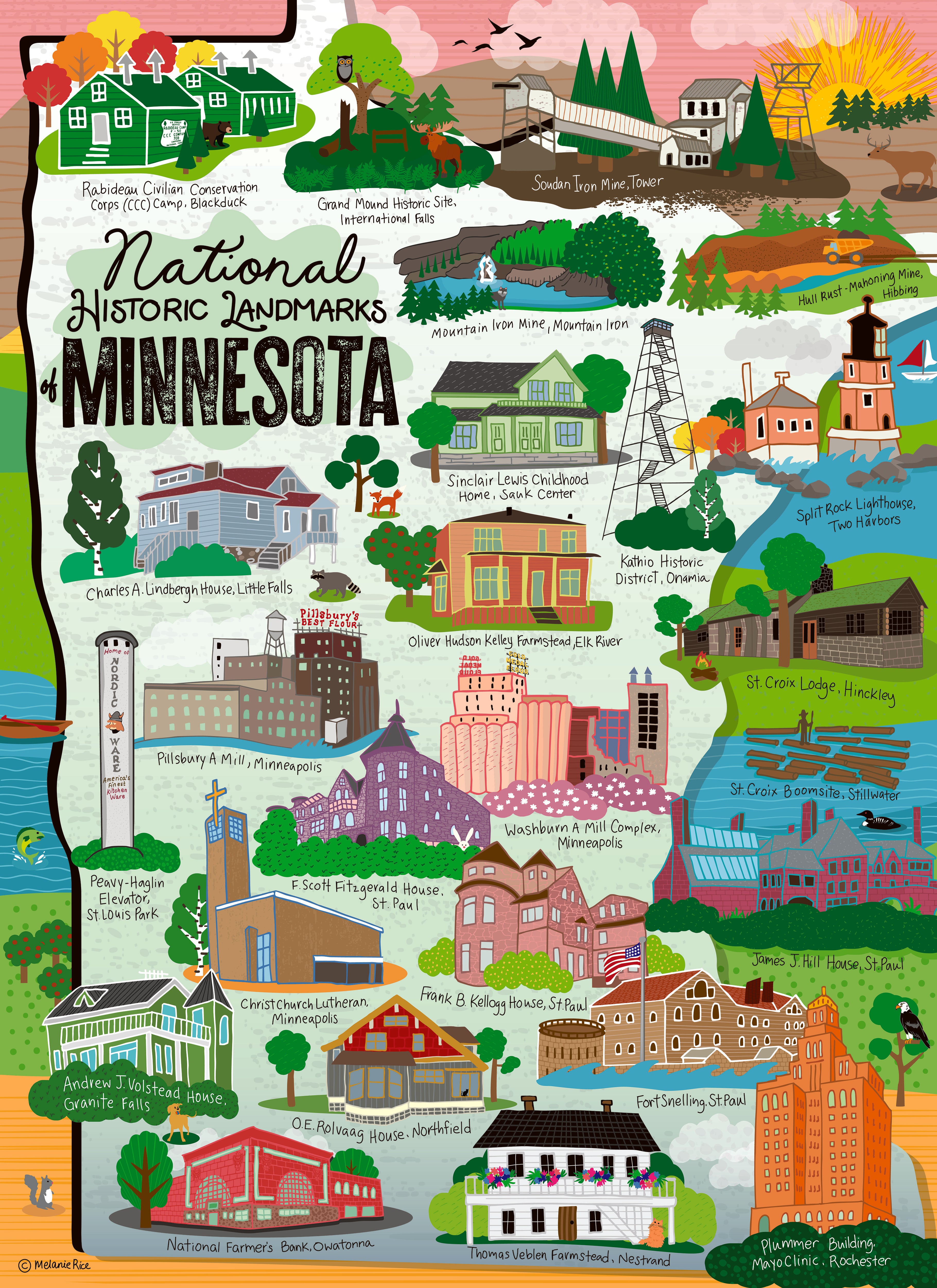 Historical Landmarks of Minnesota 1000 PC Puzzle – Minnesota Historical ...
